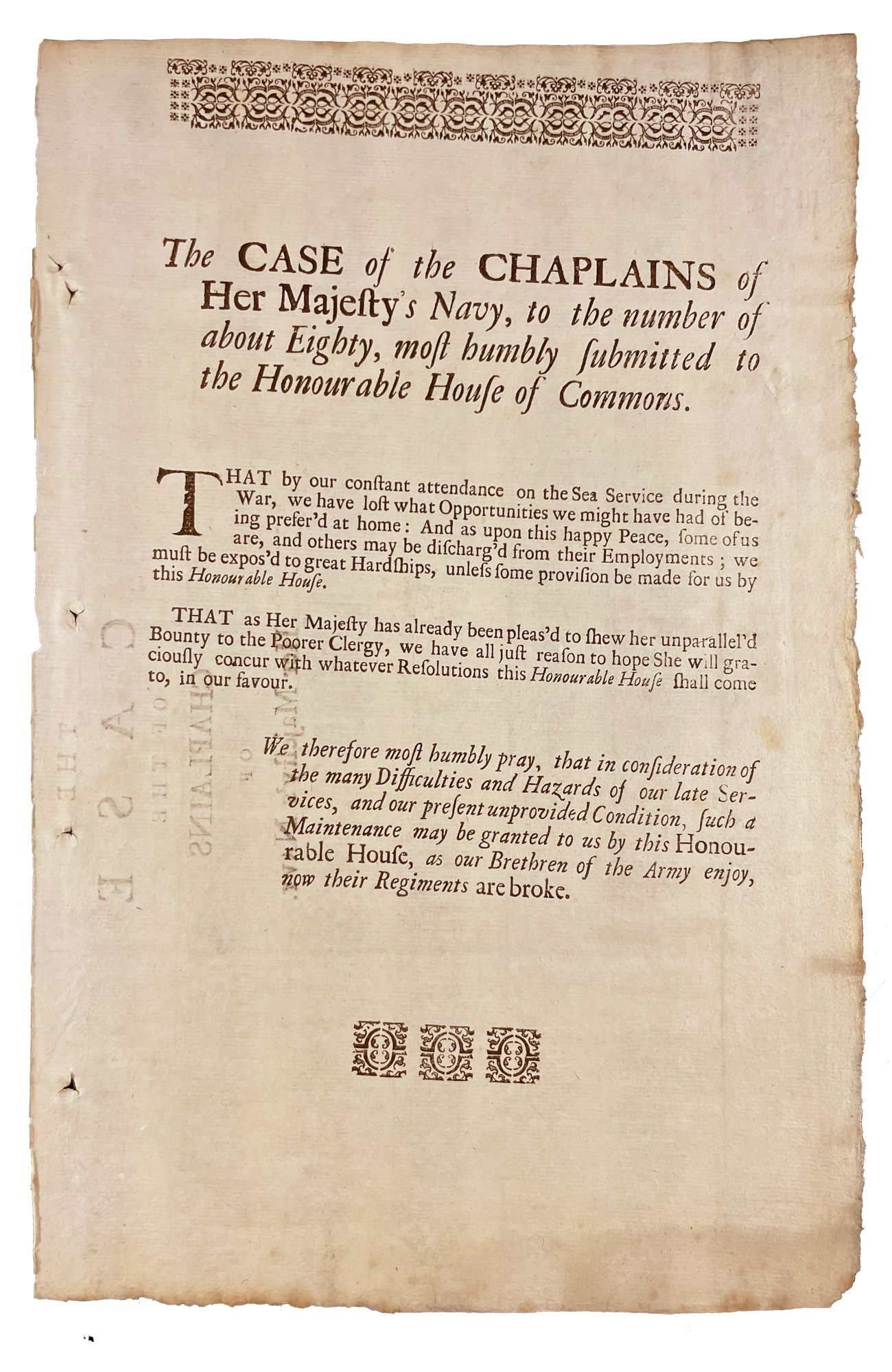 The Case of the Chaplains of Her Majesty's Navy, to the Number of about ...